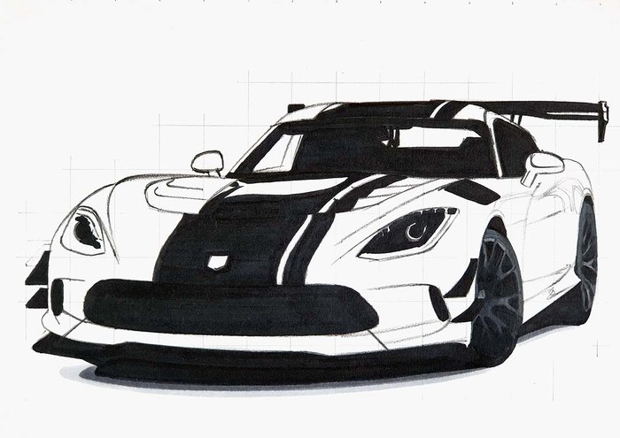 How to Draw a Dodge Viper ACR - Simple & Exact Step-by-Step Tutorial